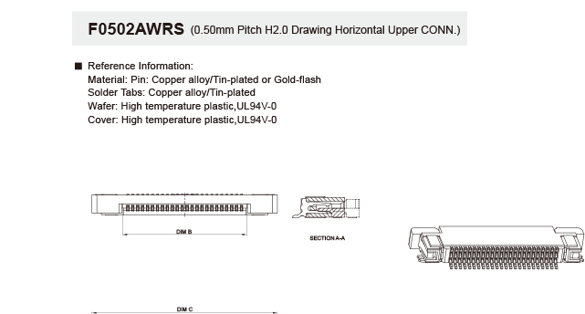 F0502AWRS F0502AWRX 0.50mm间距 FFC FPC 连接器_温州健坤接插件有限公司